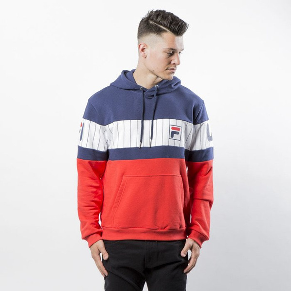 Bluza Fila Nick PRT Hooded Sweat black iris-pin stripe-high risk red ...