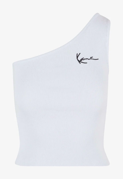 WMNS Top Karl Kani Chest Signature Essential Asymmetric Rib Top white ...