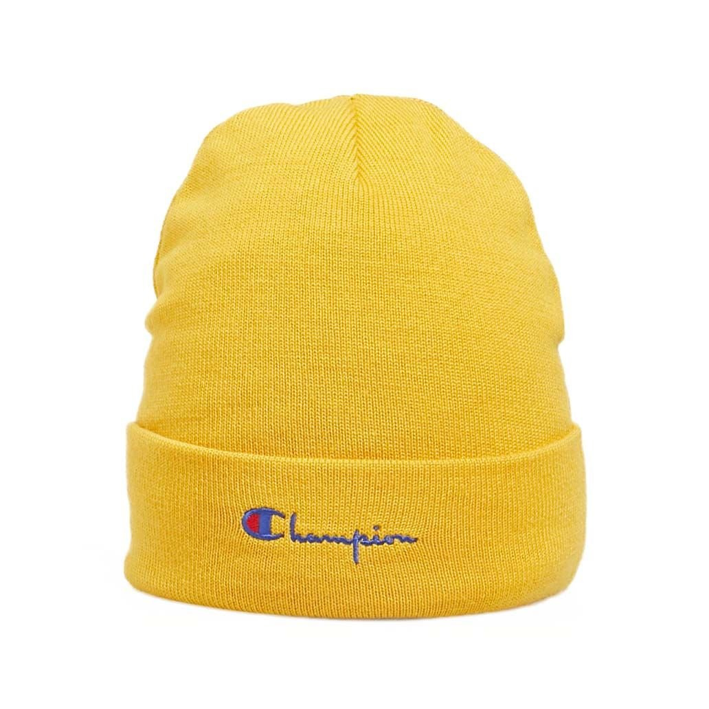 Champion Script Logo Beanie yellow | Bludshop.com