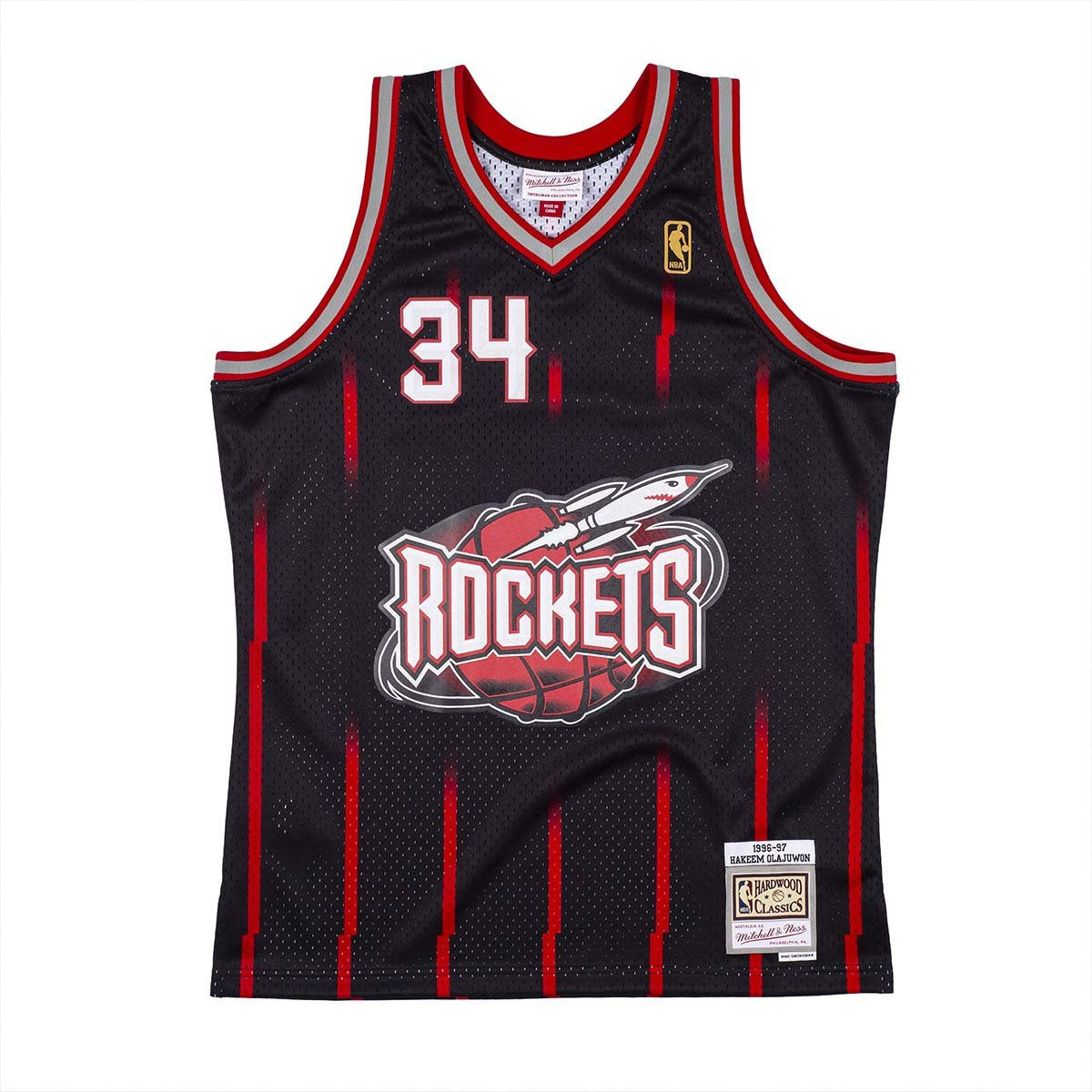 Mitchell & Ness Houston Rockets #34 Hakeem Olajuwon black Reload 2.0 ...
