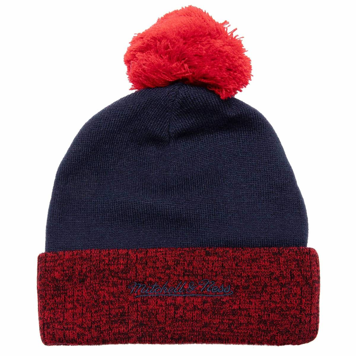 Mitchell & Ness Houston Rockets Two Tone Pom Beanie HWC navy | Bludshop.com
