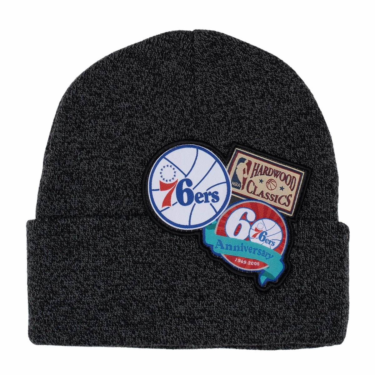 Mitchell & Ness Philadelphia 76ers XL Logo Patch Knit black | Bludshop.com