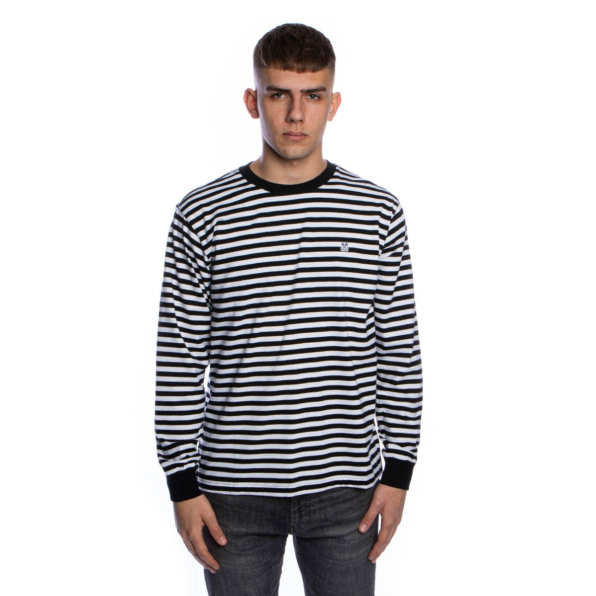 Obey 89 Icon Stripe Box Tee III LS black multi | Bludshop.com