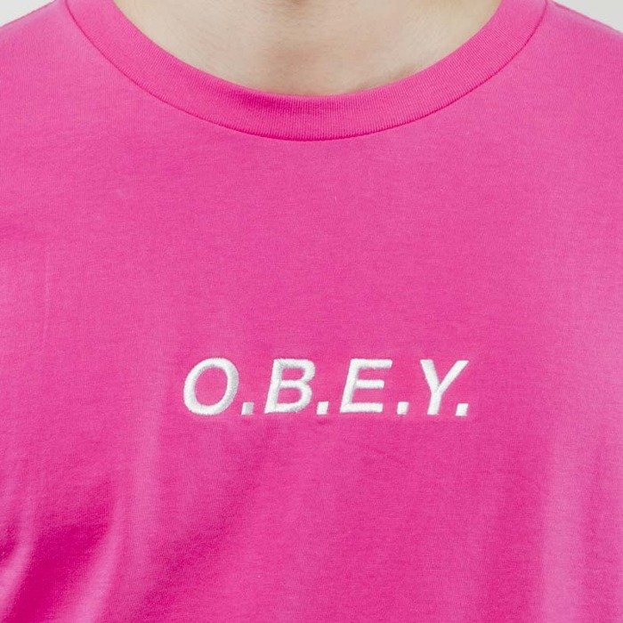 Obey t-shirt Obey Type Tee hot pink | Bludshop.com