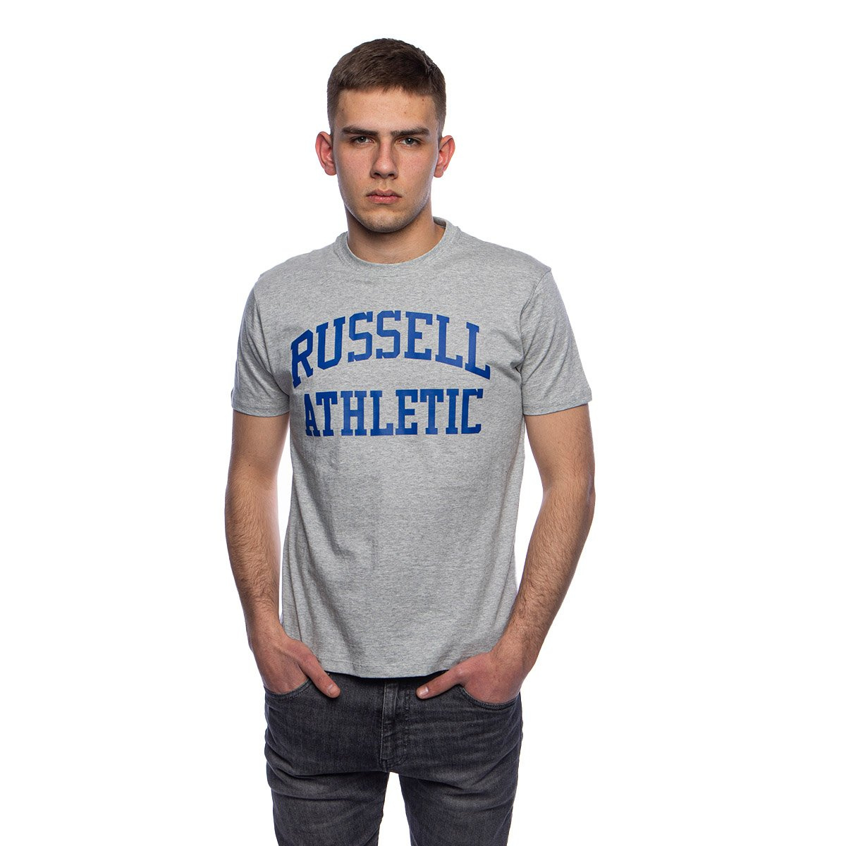 Russell Athletic Crewneck S/S T-shirt light heather grey | Bludshop.com