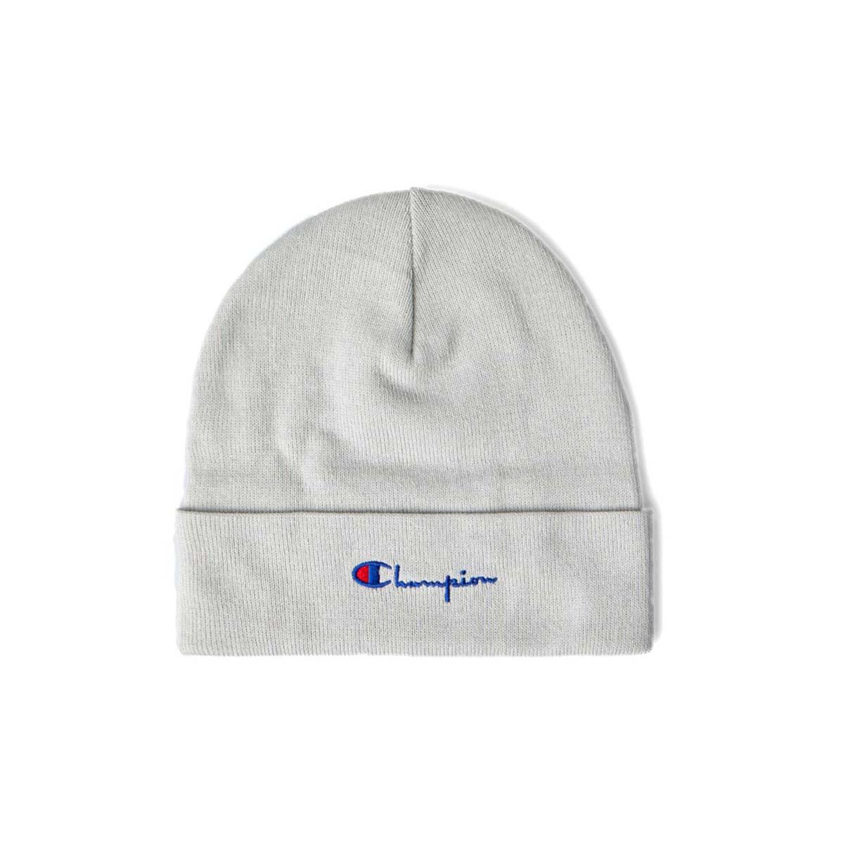 Champion Script Logo Recycled Yarn Beanie Hat light grey | Bludshop.com