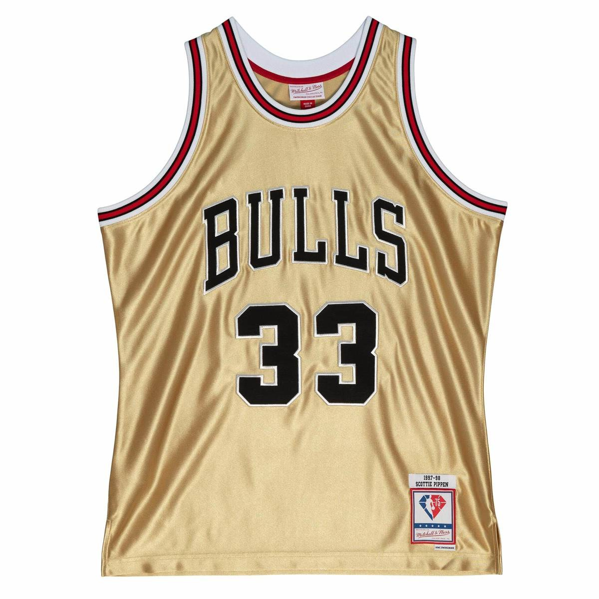 Koszulka Mitchell & Ness Chicago Bulls #33 Scottie Pippen 75th Gold ...