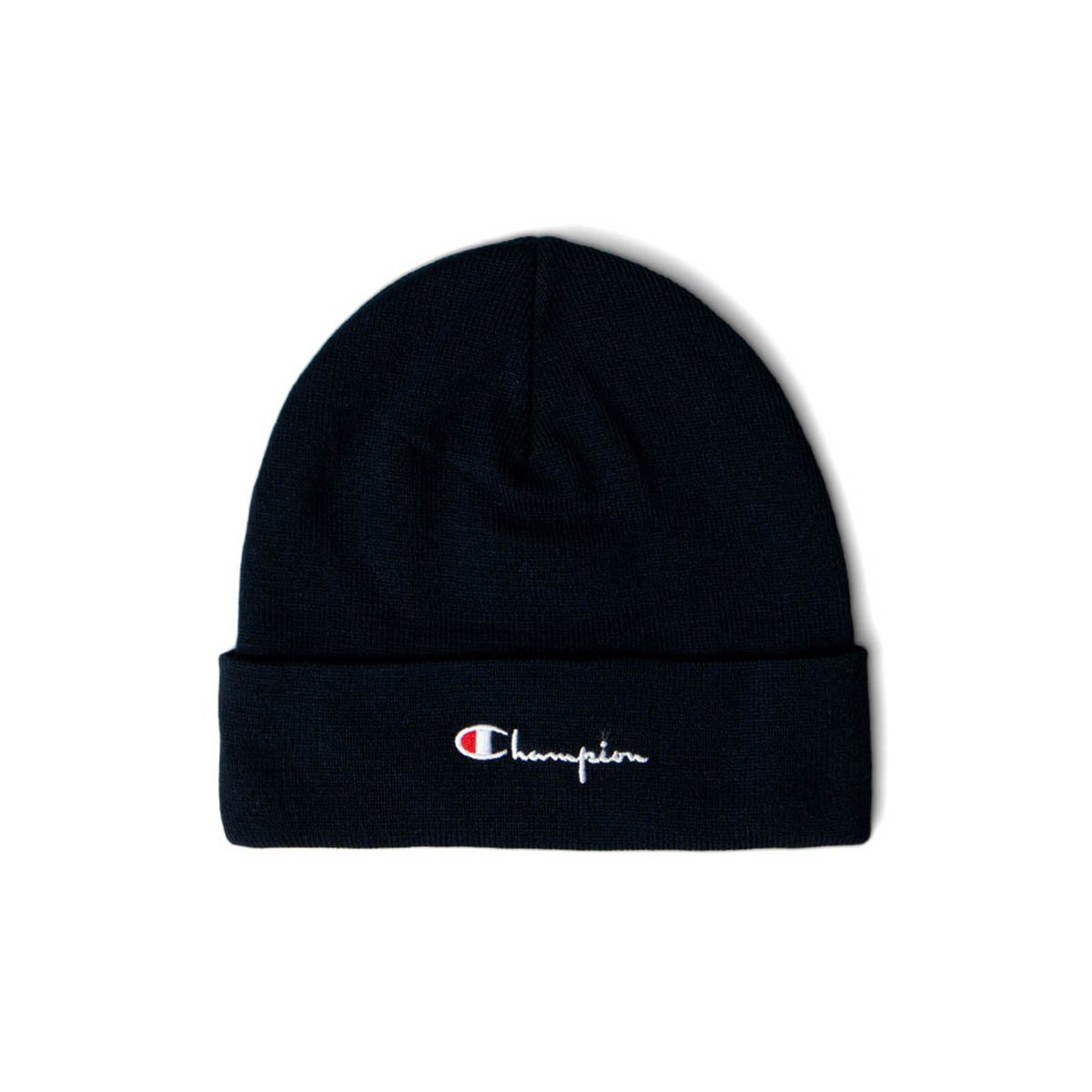 Champion Script Logo Recycled Yarn Beanie Hat navy | Bludshop.com